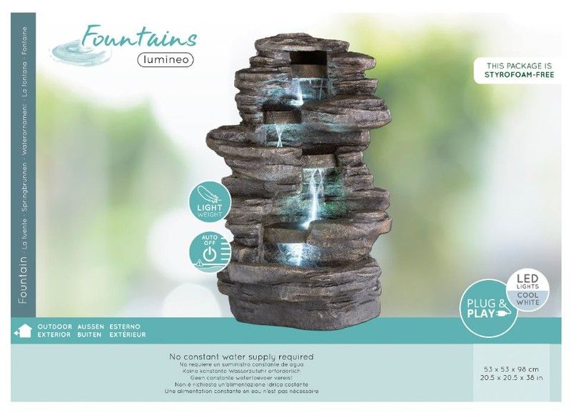 Fuente de Roca con Cascada de Poliresina L53-W53-H98 — GUAL | Garden Online