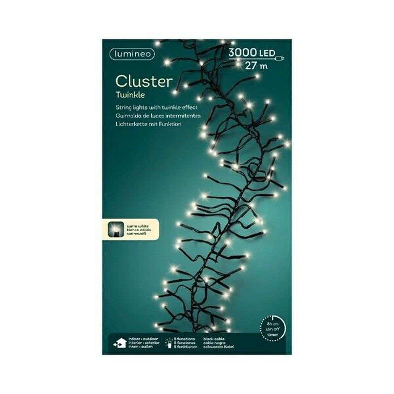Luces led cluster lights outdoor cable negro 27m 3000led luz cálida ...